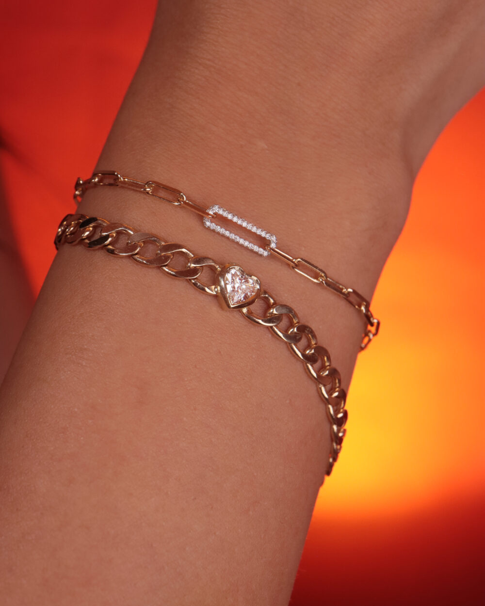 Diamond Heart Boyfriend Bracelet - Malka Jewelry