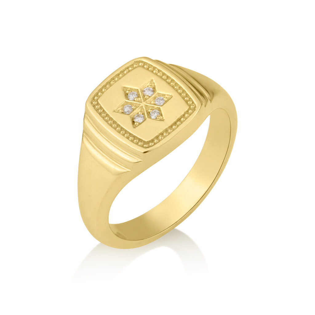 Star of David Flake Stamp Ring - Malka Jewelry