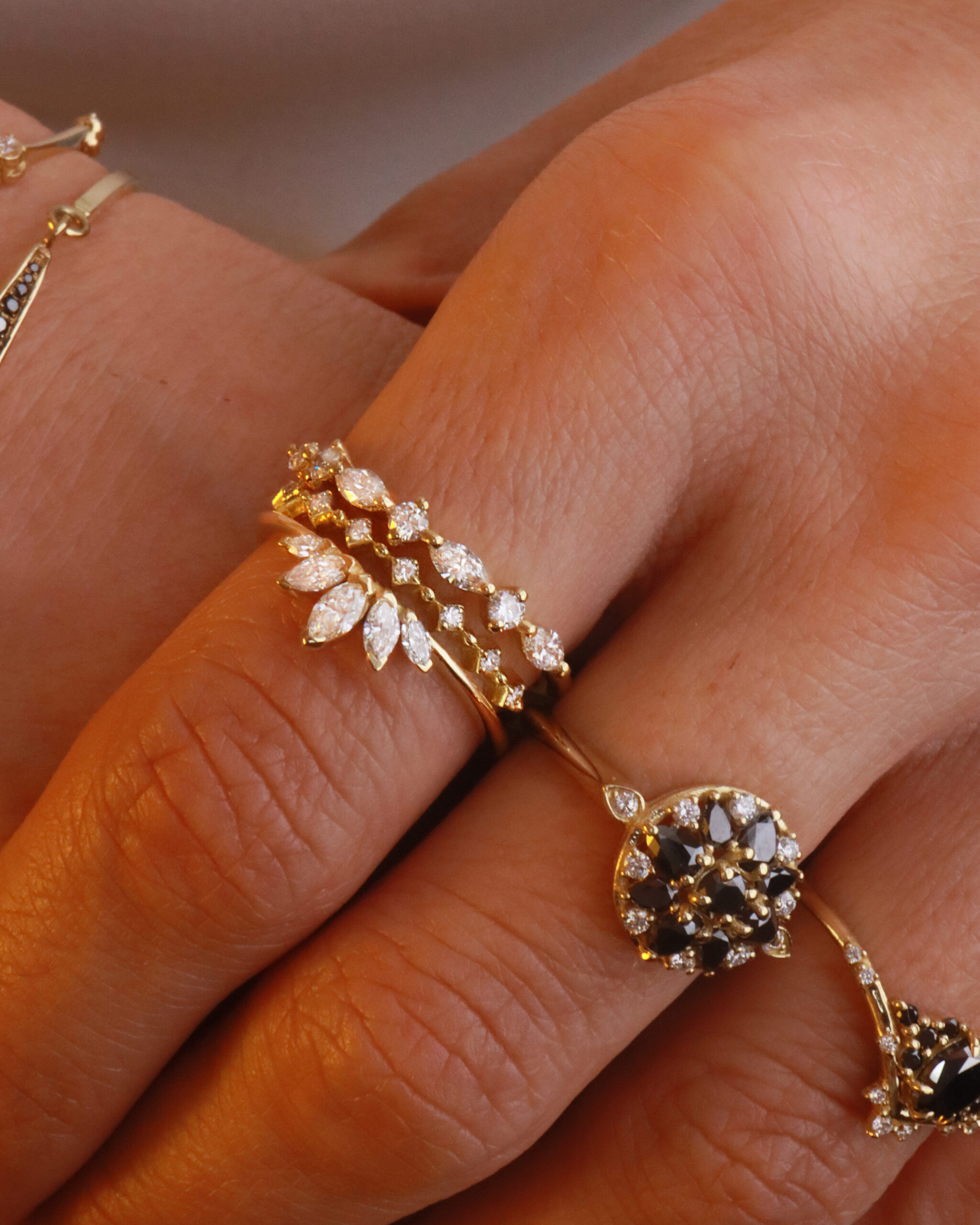 Sunrise Ring in White Diamonds - Malka Jewelry