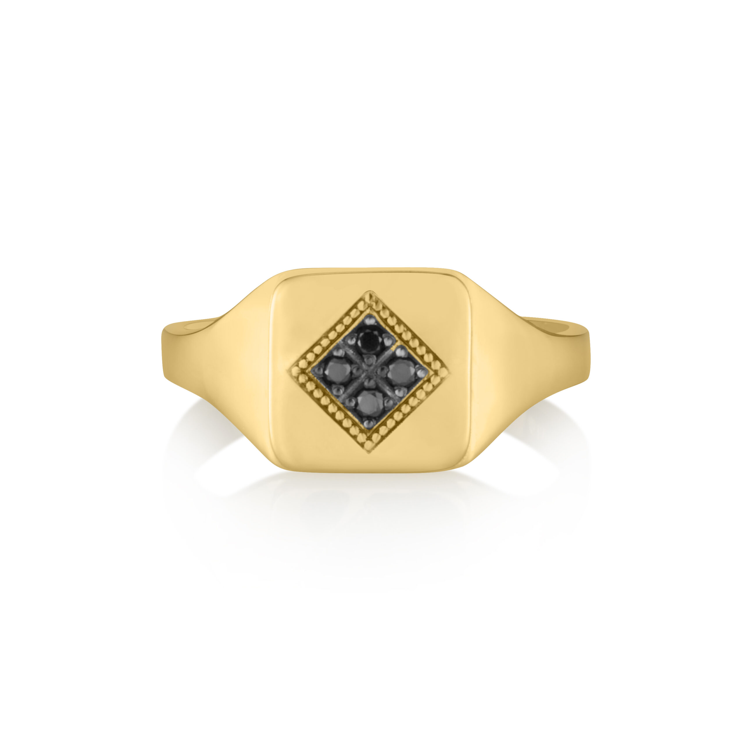Black diamond square stamp ring - Malka Jewelry