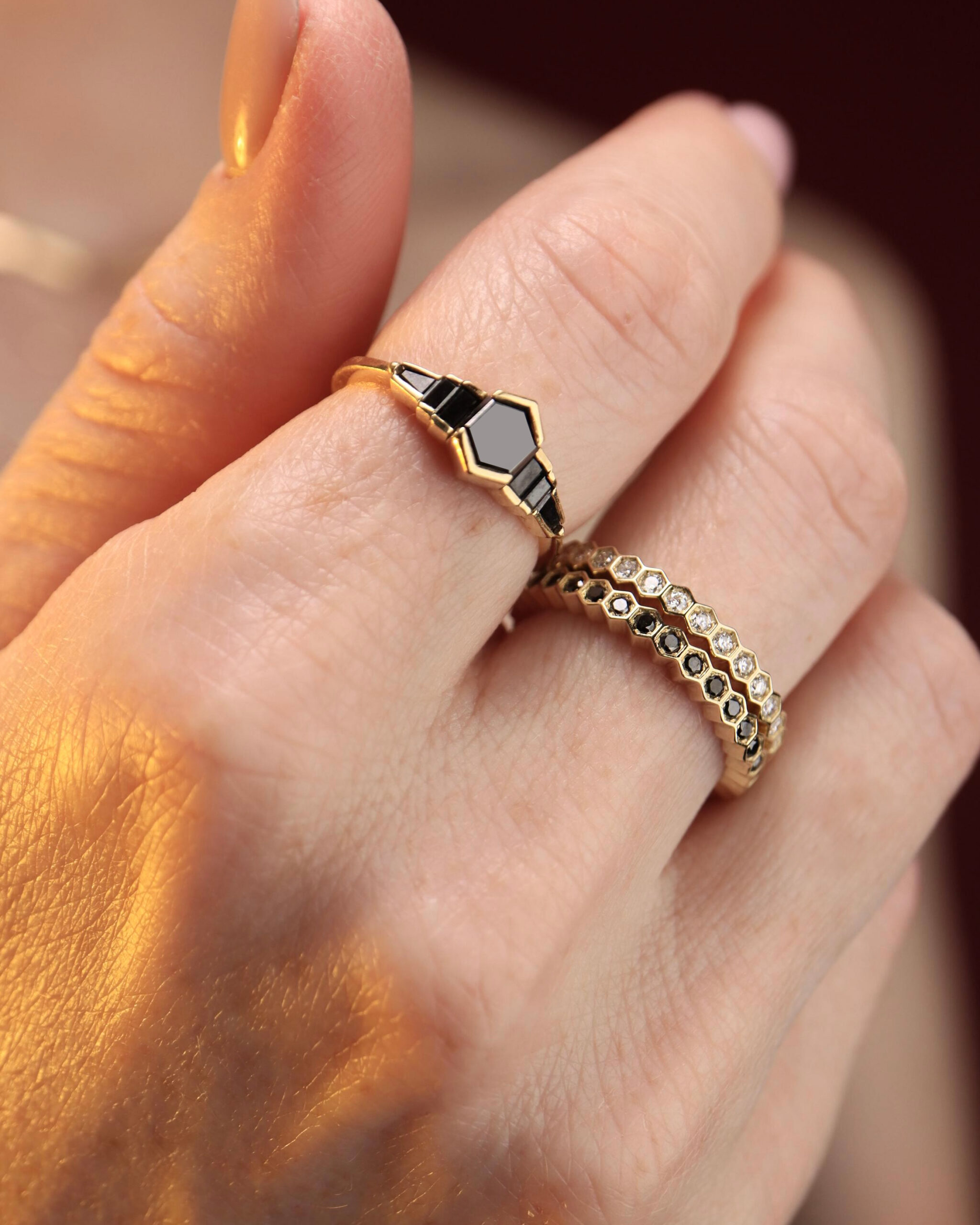 Deborah Ring in Black Diamonds - Malka Jewelry