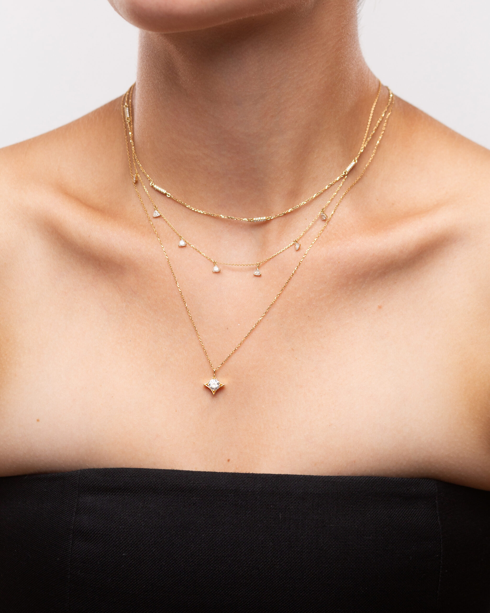 Triangles on chain necklace - Malka Jewelry