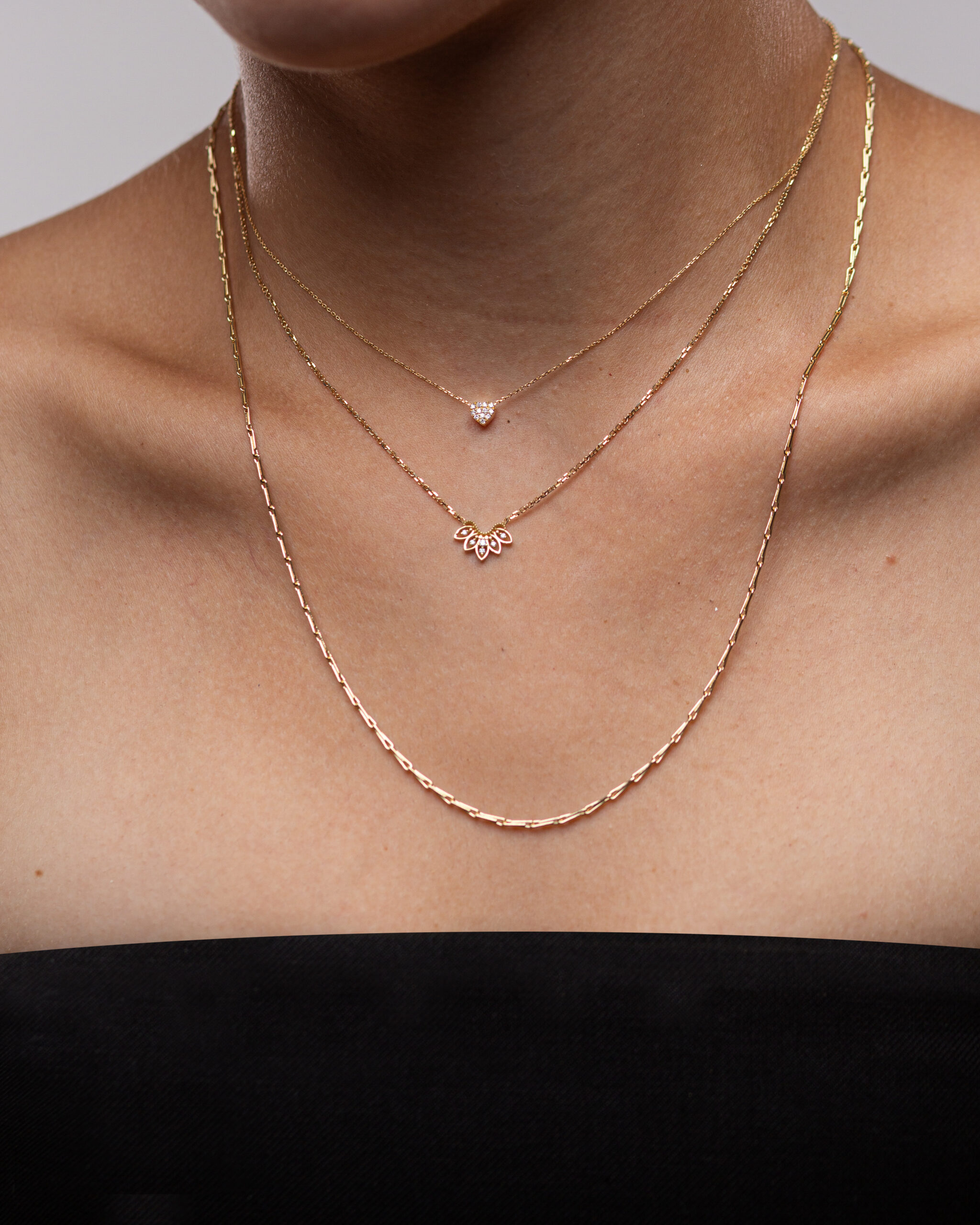 Double Sided Heart Necklace in Black and White Diamonds - Malka Jewelry