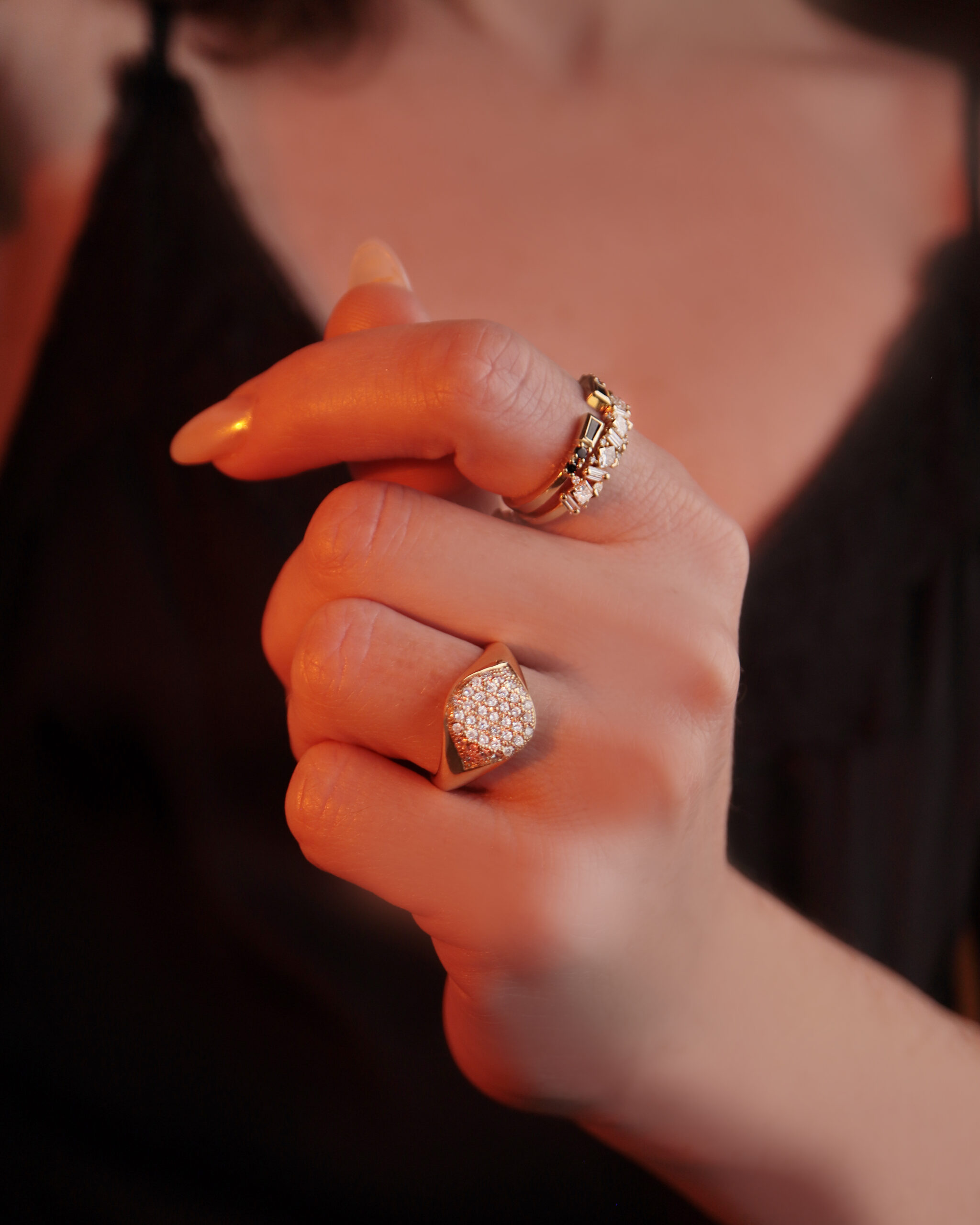 Jonathan Ring in Black Diamonds - Malka Jewelry