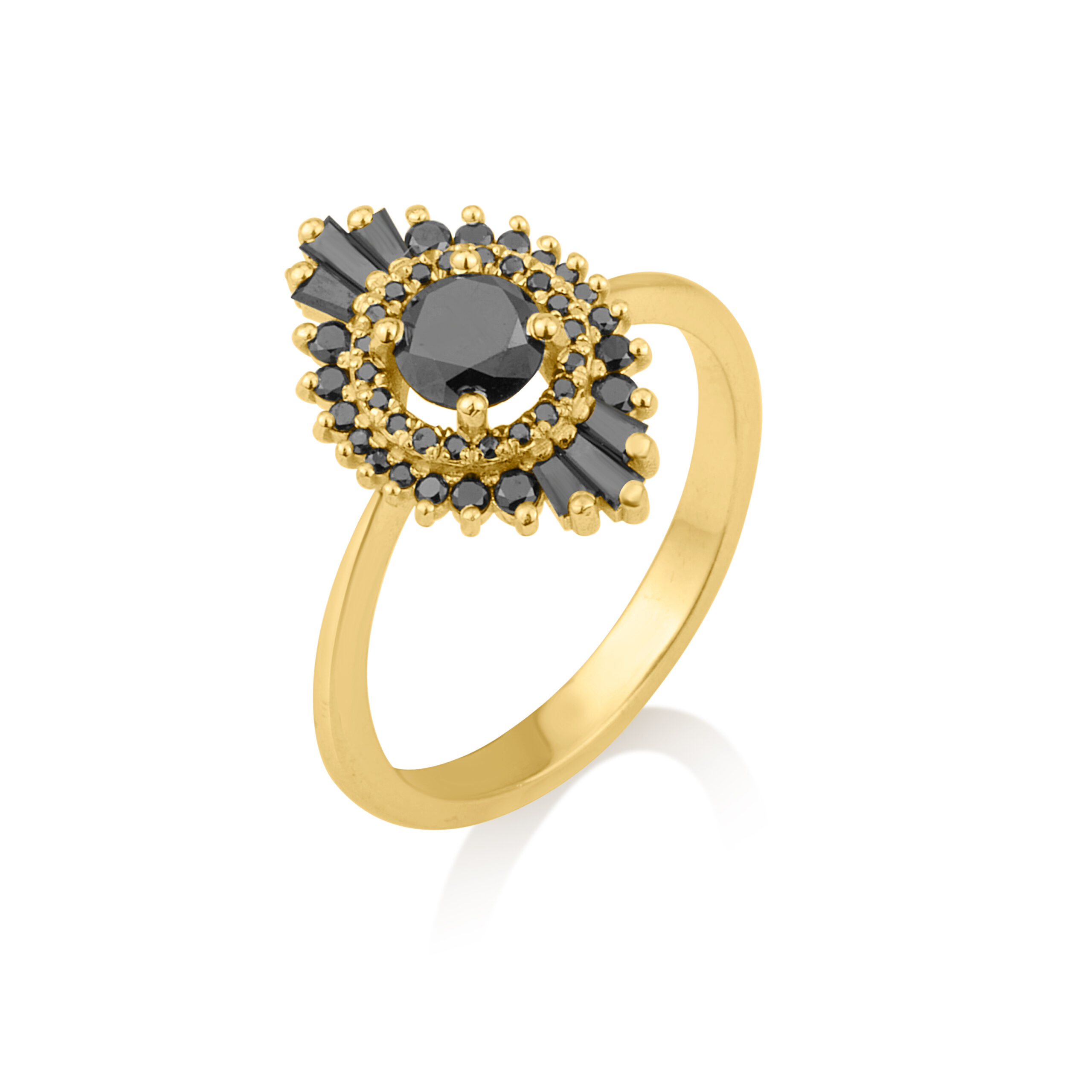 Oval Spark Ring In Black Diamonds - Malka Jewelry