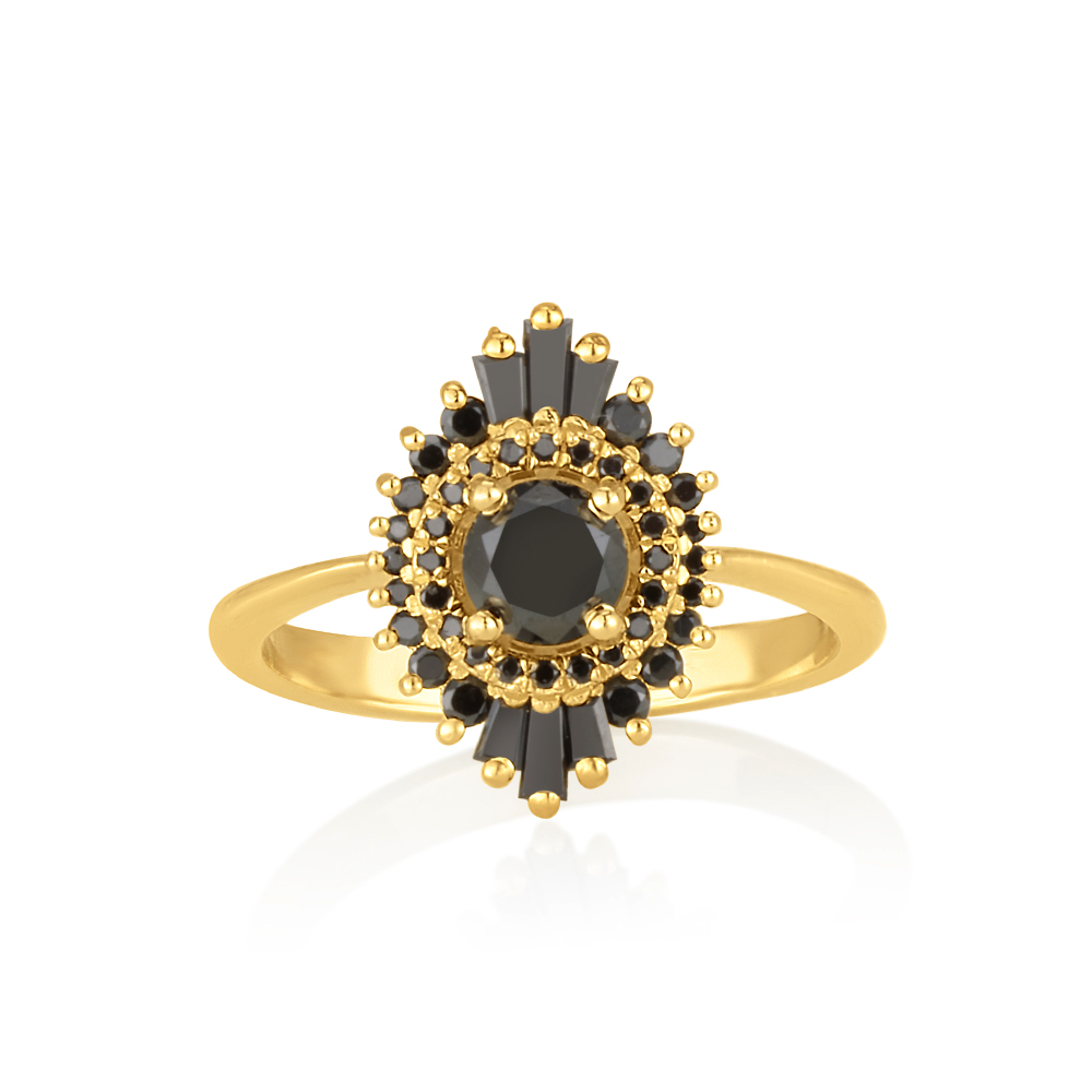 Oval Spark Ring In Black Diamonds - Malka Jewelry
