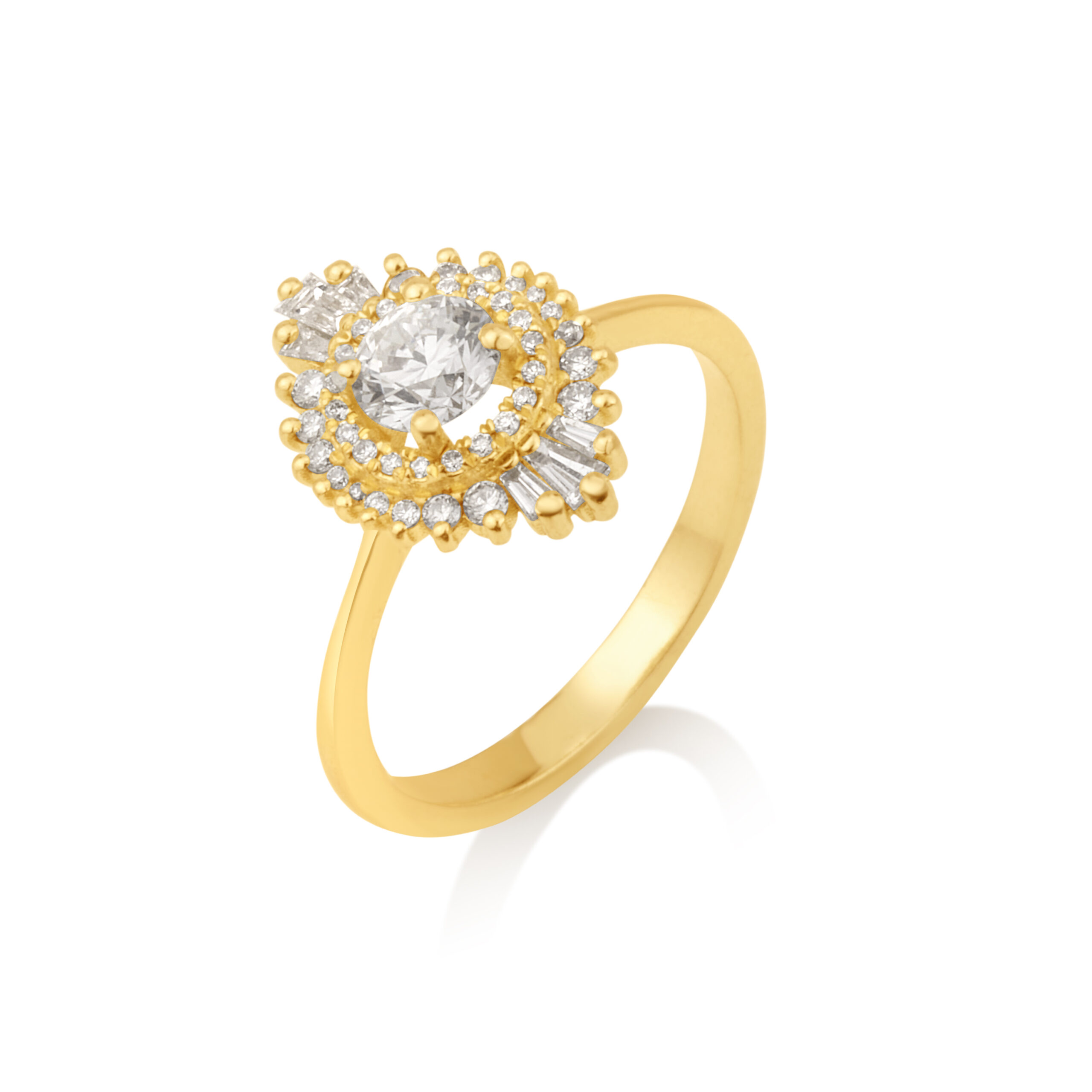 Oval Spark Ring in White Diamonds - Malka Jewelry
