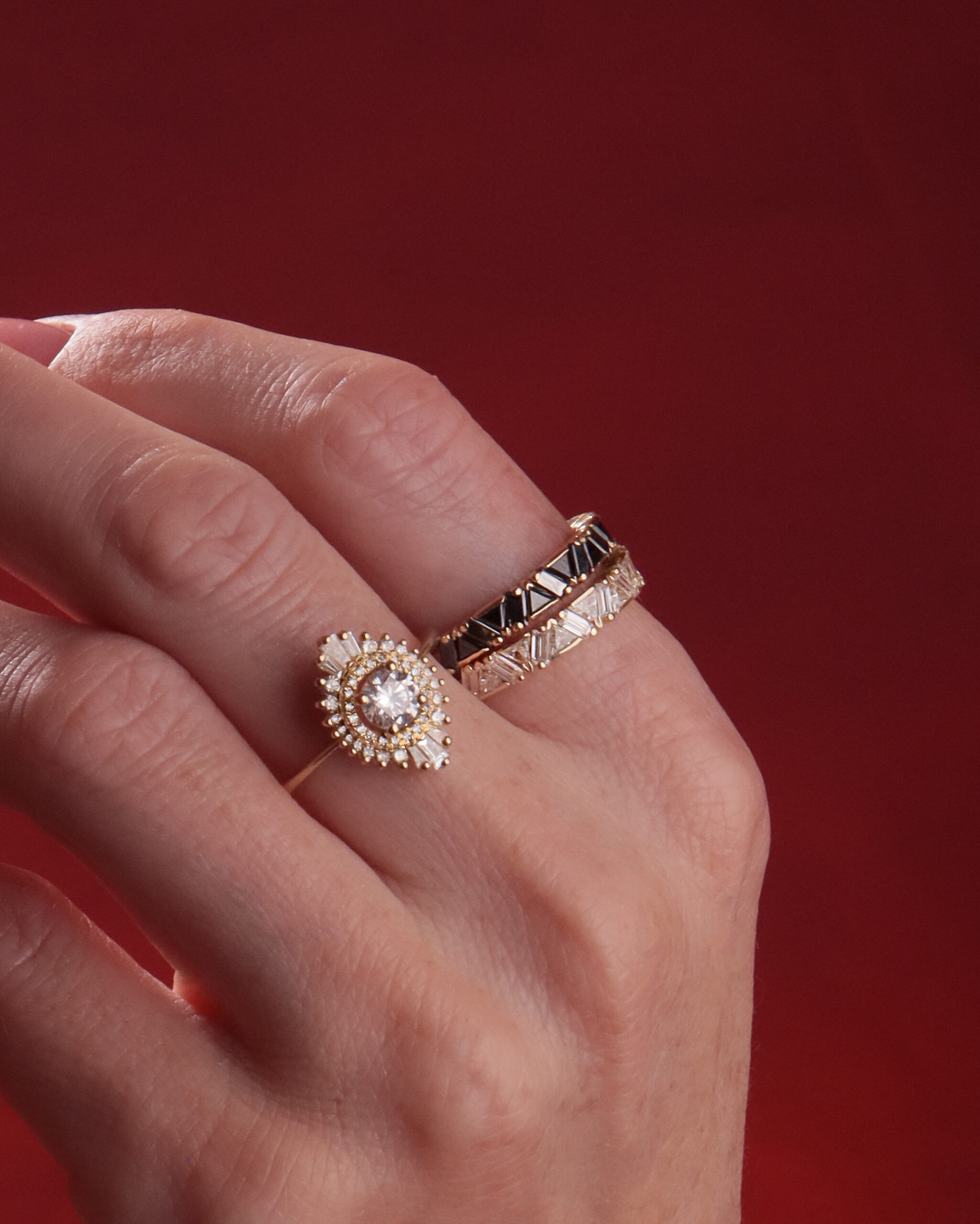 Oval Spark Ring in White Diamonds (Large) - Malka Jewelry