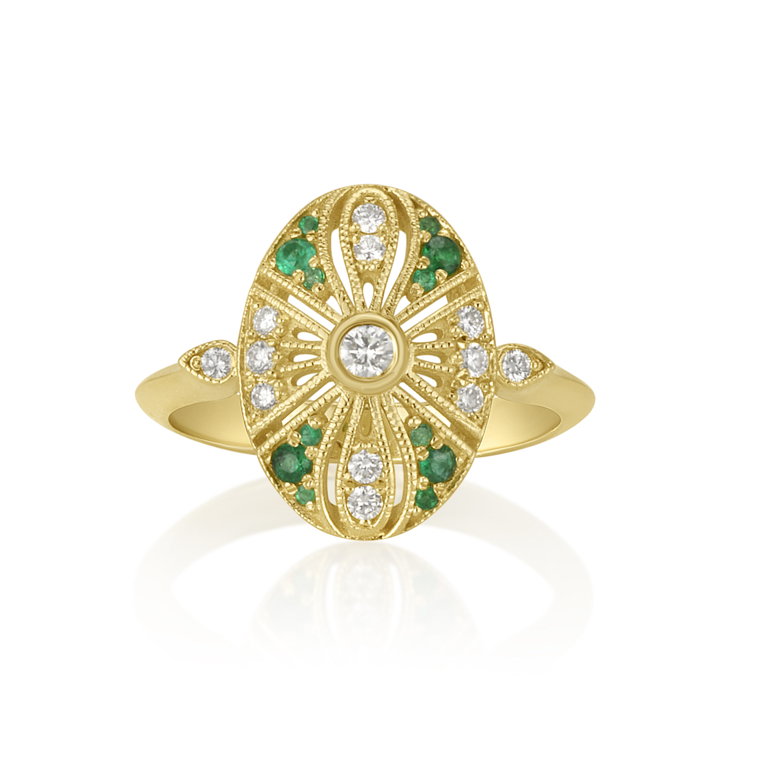 Oval Maggie Ring in Emeralds - Malka Jewelry