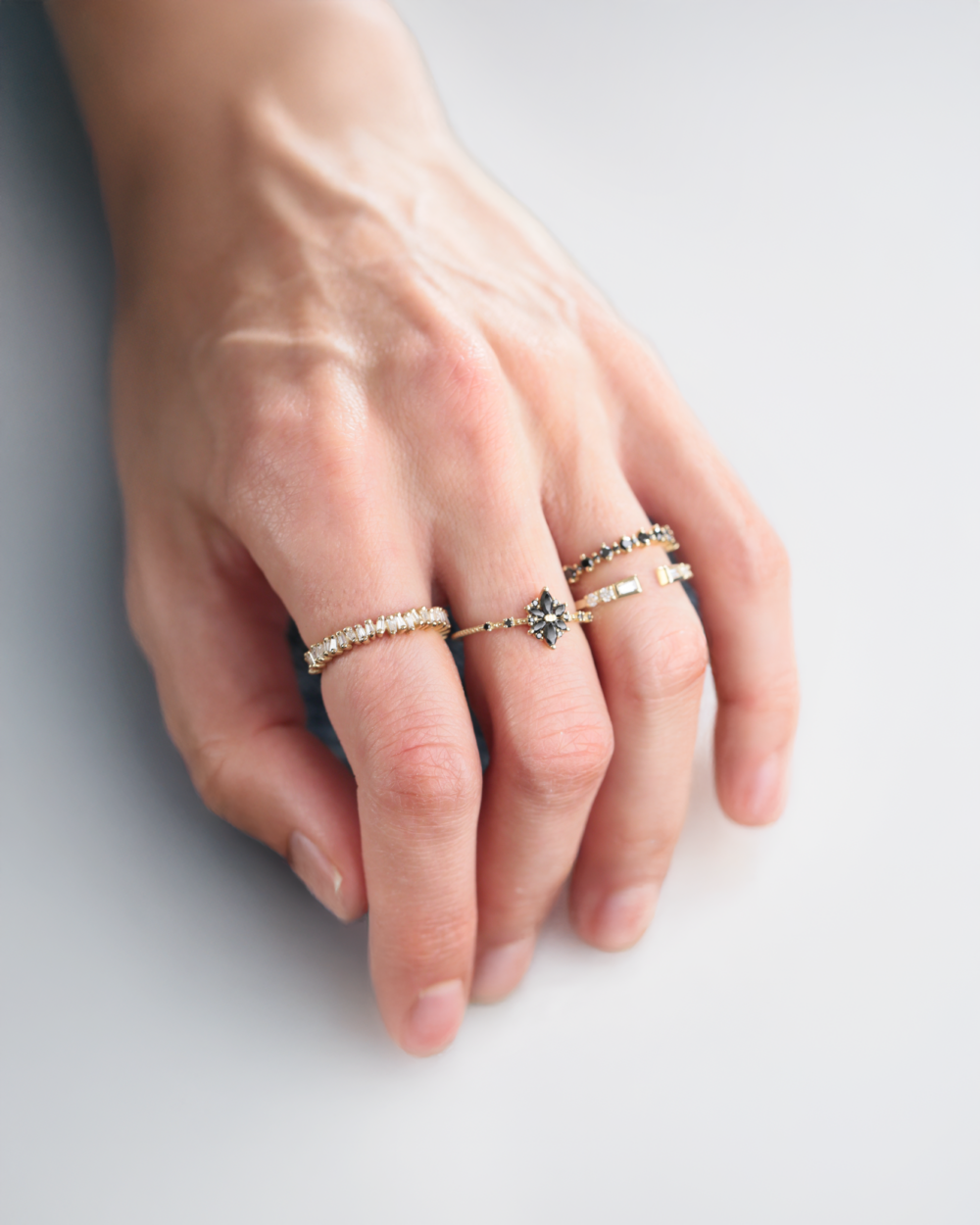 Sophia Ring in Black Diamonds - Malka Jewelry