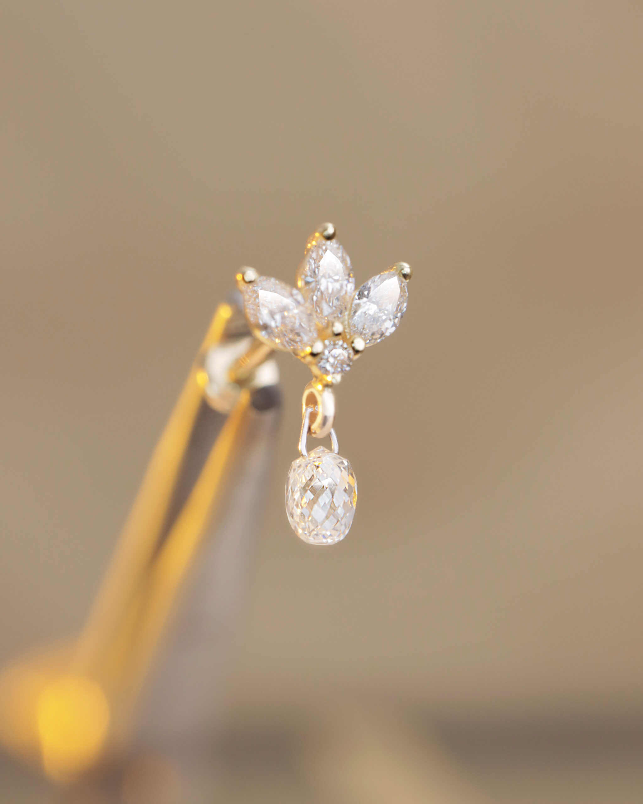 Liv Earring with Lotus Stud - Malka Jewelry