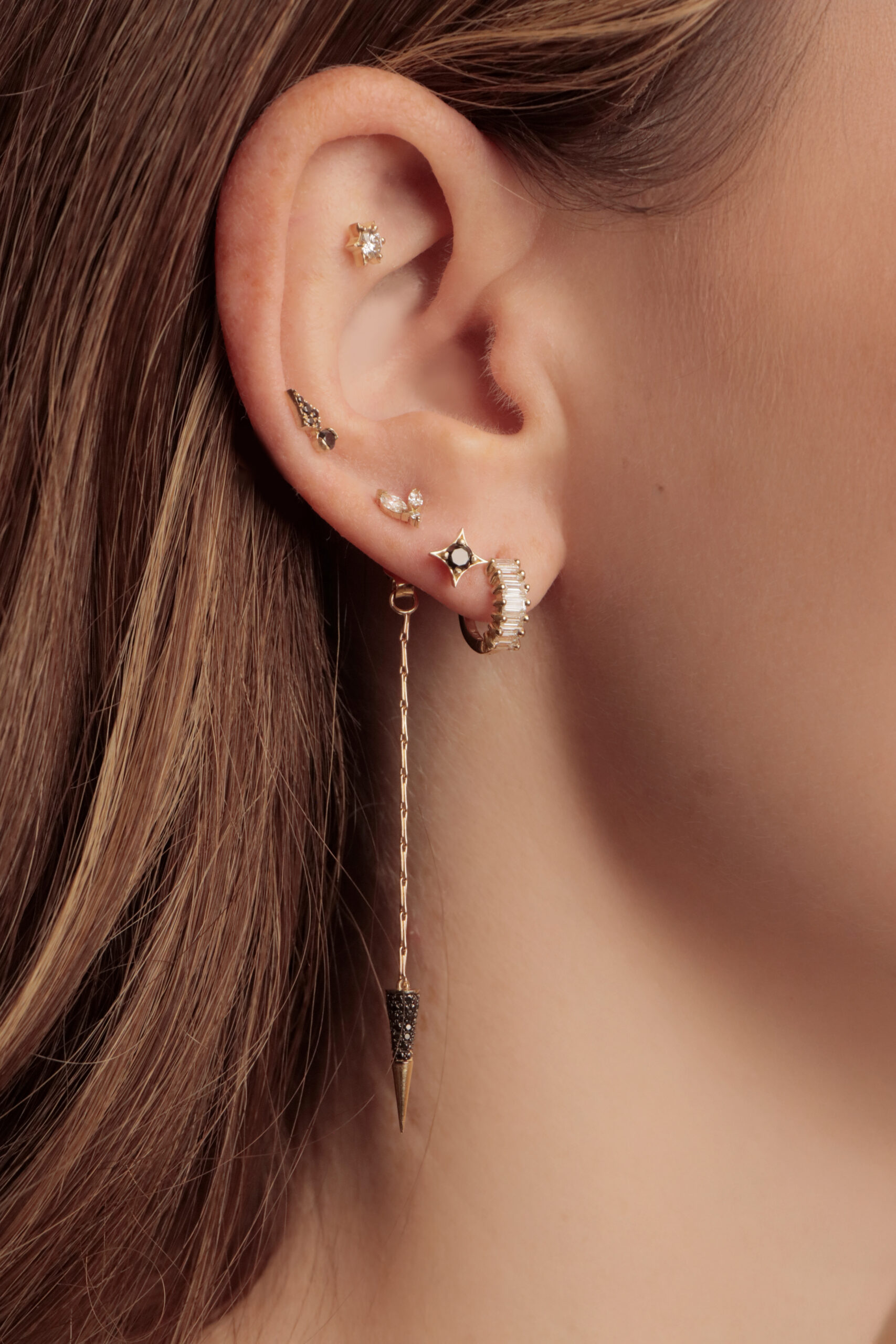 Noa Stud in Black Diamonds - Malka Jewelry